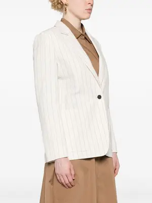 Max Mara Single-breasted Pinstriped Blazer - Neutrals