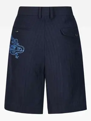 Shanghai Tang Herringbone Embroidered Shorts