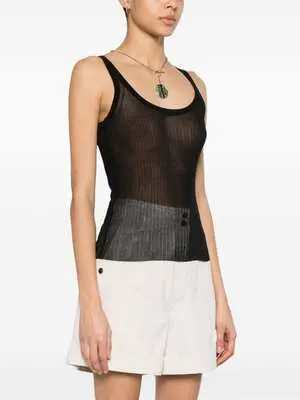 Max Mara Semi-sheer Fine-ribbed Top - Black