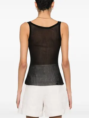 Max Mara Semi-sheer Fine-ribbed Top - Black
