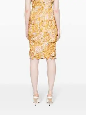 FEBEN Twist Shirred Pencil Mini Skirt