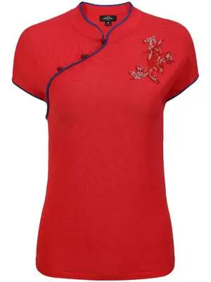 Shanghai Tang Embroidered Floral Top