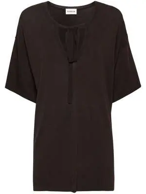 P.a.r.o.s.h Pussy-bow Knitted Top - Brown