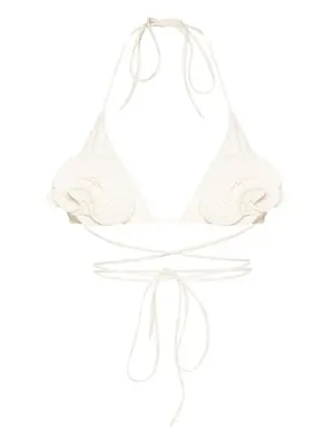 Magda Butrym Floral-appliqué Bikini Top - Neutrals