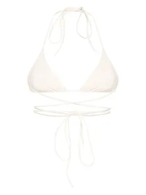 Magda Butrym Floral-appliqué Bikini Top - Neutrals