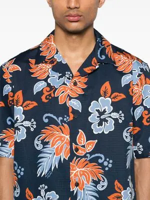 Maison Kitsuné Floral-print Ripstop Shirt - Blue