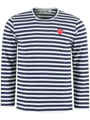 Play Comme Des Garcon Striped Long-sleeve T-shirt - Blue