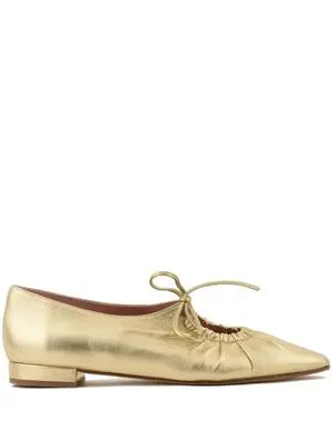 PAUL WARMER Elba Metallic-effect Ballerina Shoes - Gold