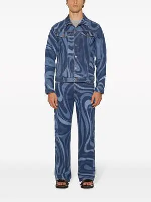 Emilio Pucci Marmo-print Denim Trucker Jacket