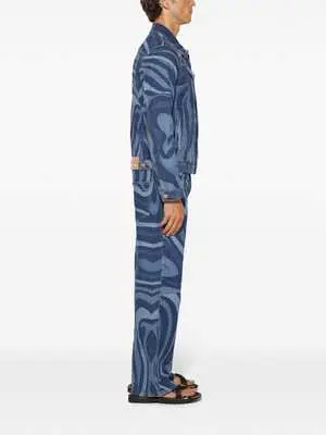 Emilio Pucci Marmo-print Denim Trucker Jacket