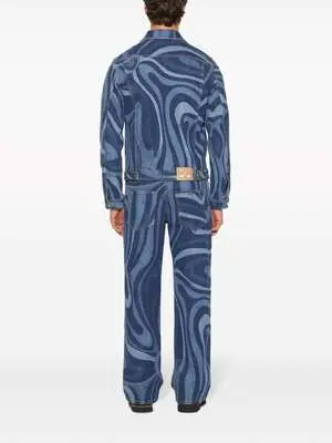 Emilio Pucci Marmo-print Denim Trucker Jacket