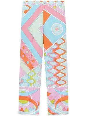 Emilio Pucci Vivara-print Cotton Trousers - Pink
