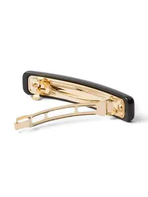 Prada Triangle Logo Hair Clip - Black