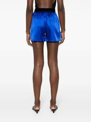 TOM FORD Logo-waistband Satin Shorts - Blue