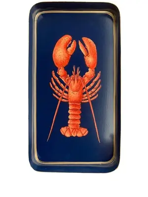 LES-OTTOMANS Fauna Lobster Metal Tray - Blue