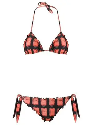 AMIR SLAMA Ruffled Triangle Bikini Set - Black