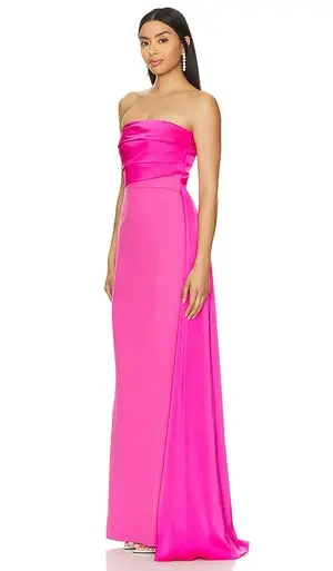 Nbd Amira Flowy Off Shoulder Gown - Pop Pink