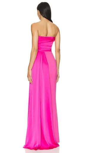 Nbd Amira Flowy Off Shoulder Gown - Pop Pink