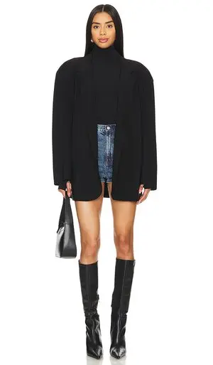 Norma Kamali Slim Fit Long Sleeve Turtleneck Top - Black
