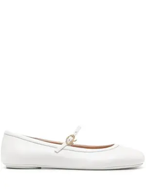 GIANVITO ROSSI Round-toe Leather Ballerinas - White