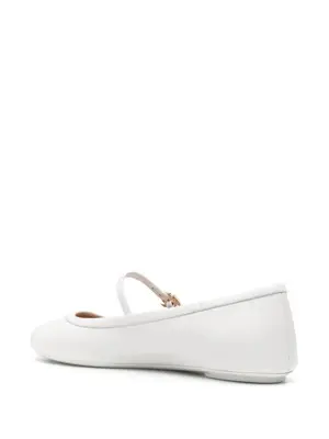 GIANVITO ROSSI Round-toe Leather Ballerinas - White