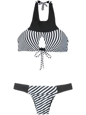AMIR SLAMA Striped Bikini Set - Black