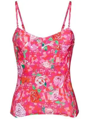 AMIR SLAMA Floral Print Bikini Top - Pink