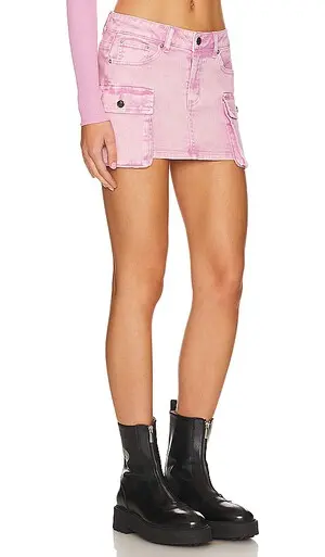 Superdown Mini Cargo Denim Skirt