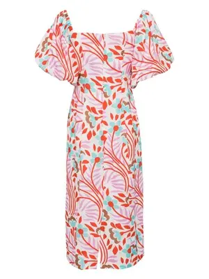 Rhode Karima Linen Midi Dress - White