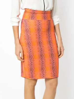 AMIR SLAMA Python Print Slim Fit Skirt