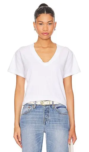 PERFECTWHITETEE Cotton Boxy V Neck Tee