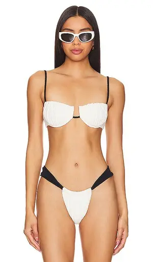 MONTCE X Olivia Culpo Petal Bikini Top - Cream Terry Rib