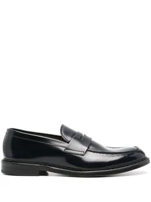 DOUCAL'S Apron-stitching Leather Loafers - Blue