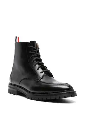 Thom Browne Wingtip Leather Boots - Black