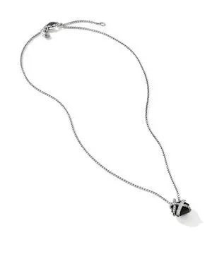 David Yurman Sterling Diamond And Onyx Pendant Necklace
