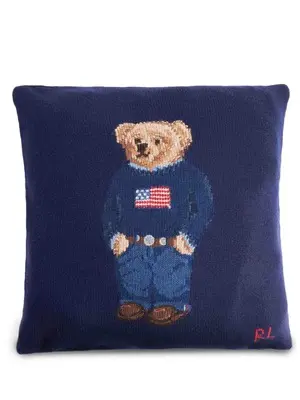 Ralph Lauren Polo Bear Intarsia-knit Cushion - Blue