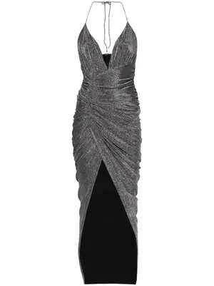 Alexandre Vauthier Halterneck Lurex Maxi Dress - Silver