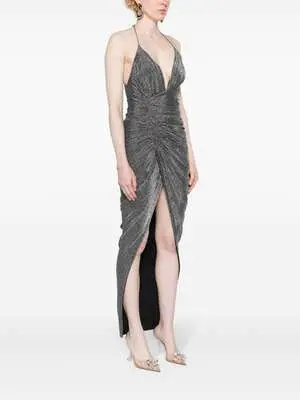 Alexandre Vauthier Halterneck Lurex Maxi Dress - Silver