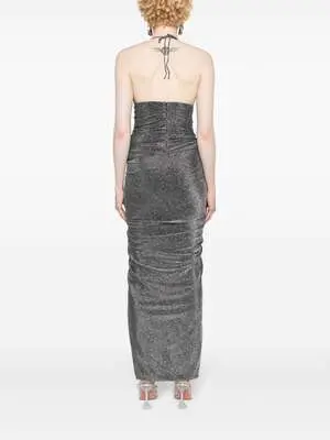 Alexandre Vauthier Halterneck Lurex Maxi Dress - Silver