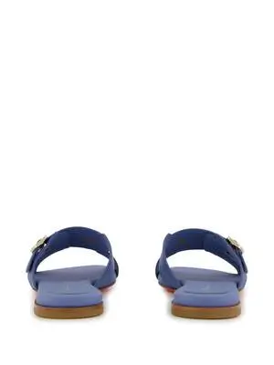 Santoni Double-buckle Leather Slides - Blue