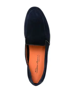 Santoni Piped-trim Suede Loafers