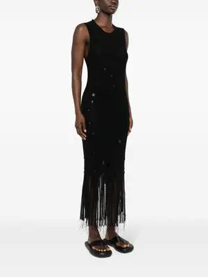 UMA WANG Fine-knit Distressed Maxi Dress