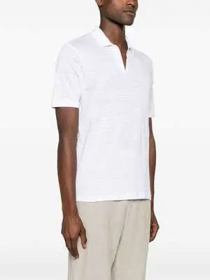 BARBA NAPOLI V-neck Linen Polo Shirt