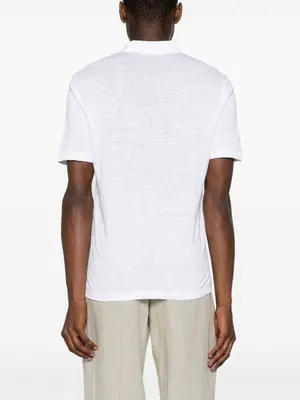 BARBA NAPOLI V-neck Linen Polo Shirt