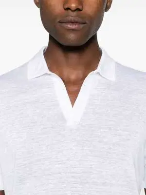 BARBA NAPOLI V-neck Linen Polo Shirt