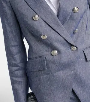 Veronica Beard Miller Double-breasted Linen-blend Blazer - Blue
