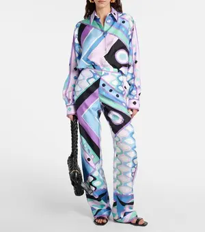 Emilio Pucci Vivara Mid-rise Wide-leg Pants - Multicoloured
