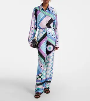 Emilio Pucci Vivara Mid-rise Wide-leg Pants - Multicoloured