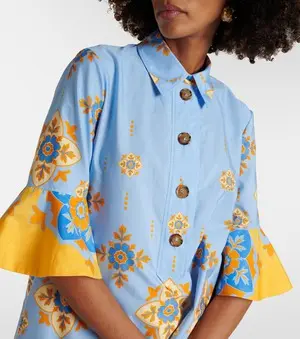 La DoubleJ Artemis Printed Cotton Poplin Maxi Dress - Blue