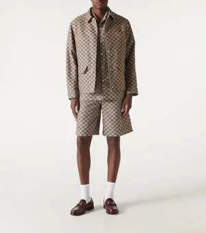 Gucci Gg Linen-blend Shorts - Beige